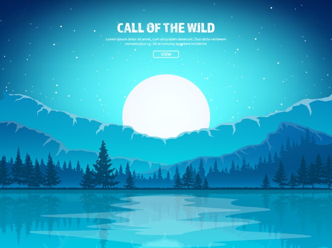Landscape trees moon and mountains Royalty Free Vector Image