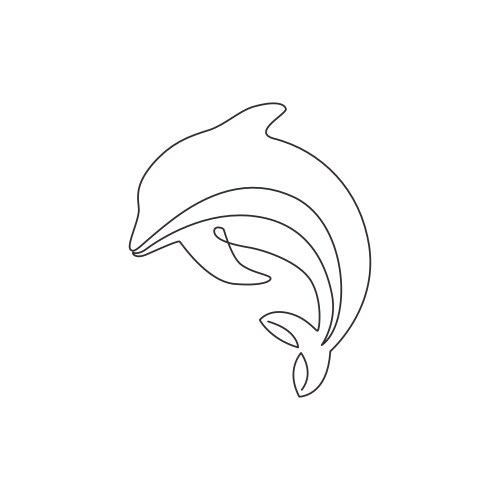 One single line drawing cute beautiful dolphin Vector Image