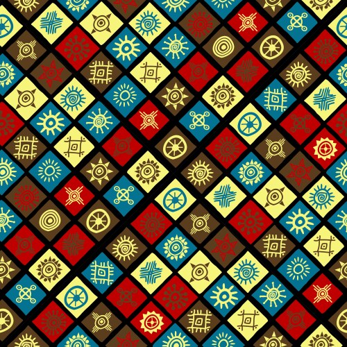 Tribal stylized sun ornament seamless pattern Vector Image