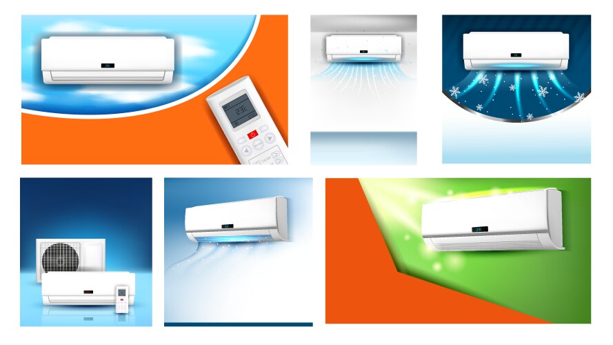 Air conditioner system advertising poster Vector Image