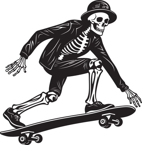 Ramp rattler skeleton skateboarder black icon Vector Image