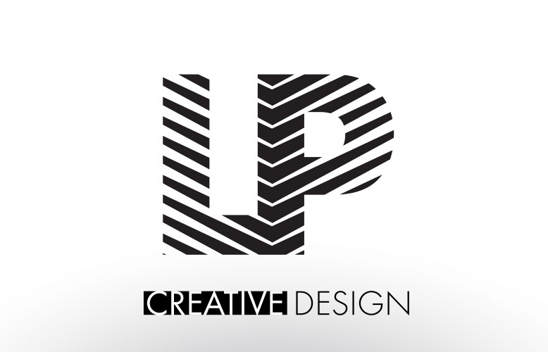 Lp l p brush logo letters with red and black Vector Image