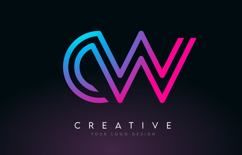 Purple pink ck c k letter logo design with ink Vector Image