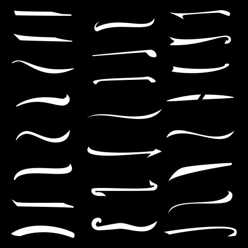 White underlines lettering lines set isolated Vector Image