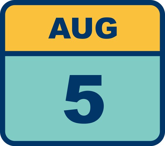 August 5th date on a single day calendar Vector Image