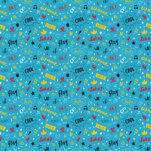 Doodle seamless pattern hand drawn pop art signs Vector Image