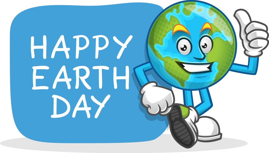 Earth day with funny character Royalty Free Vector Image