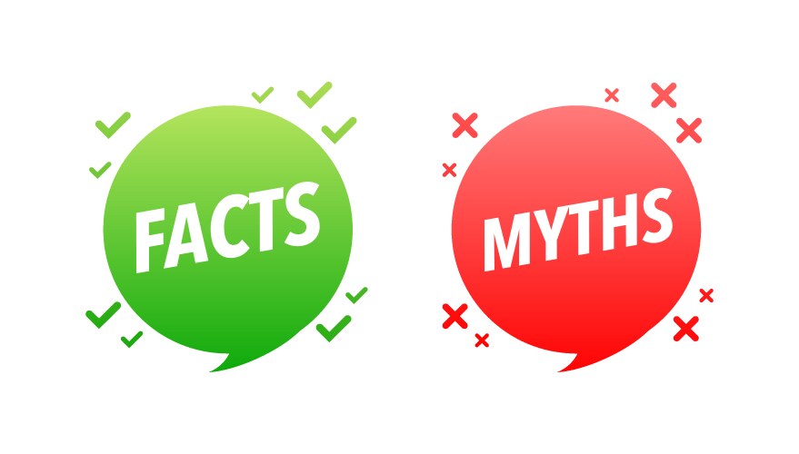 Facts vs myths fact-checking check mark fake Vector Image