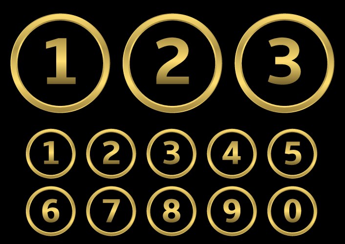 Golden numbers set Royalty Free Vector Image - VectorStock