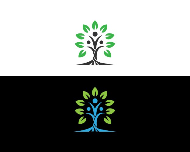 Healthy people tree and wellness logo design Vector Image