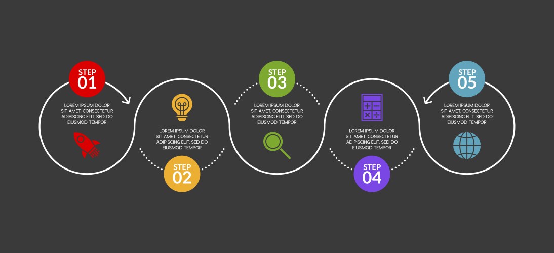 Infographics design template and icons with 5 Vector Image