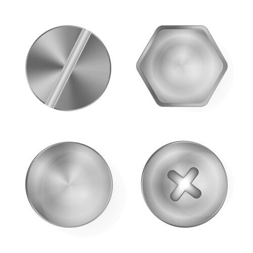 Realistic glossy metal screws and rivets Vector Image