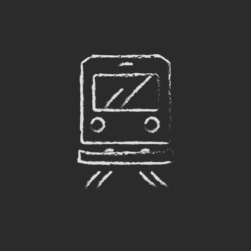 Back view of train icon drawn in chalk Royalty Free Vector