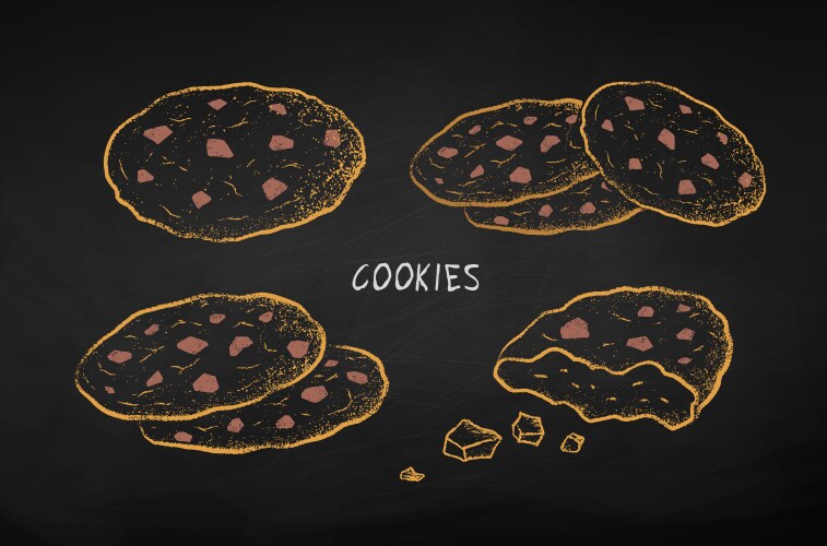 Chalk set of cookies Royalty Free Vector Image