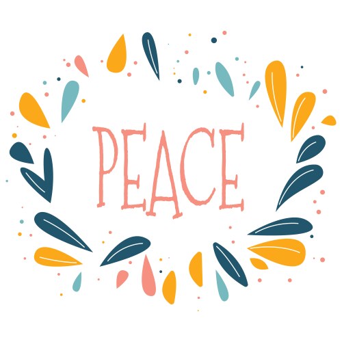 Peace in romantic flower leaves circle frame Vector Image