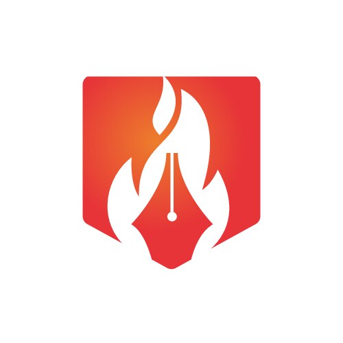 Fire pen logo design concept Royalty Free Vector Image
