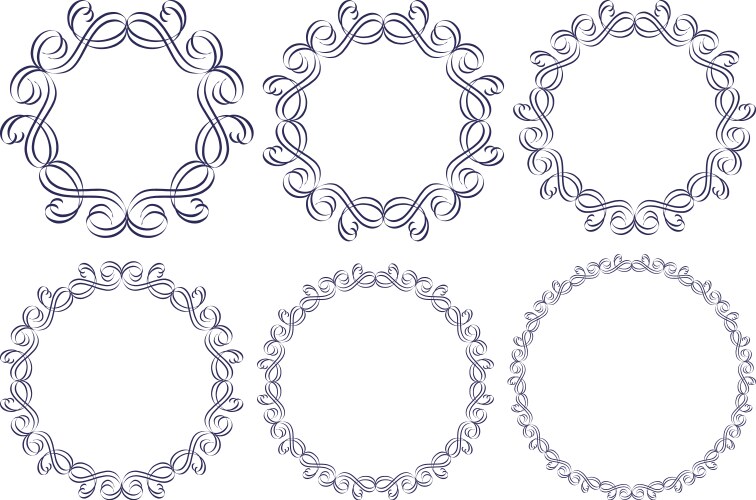 Set of circle herb borders round frame Royalty Free Vector