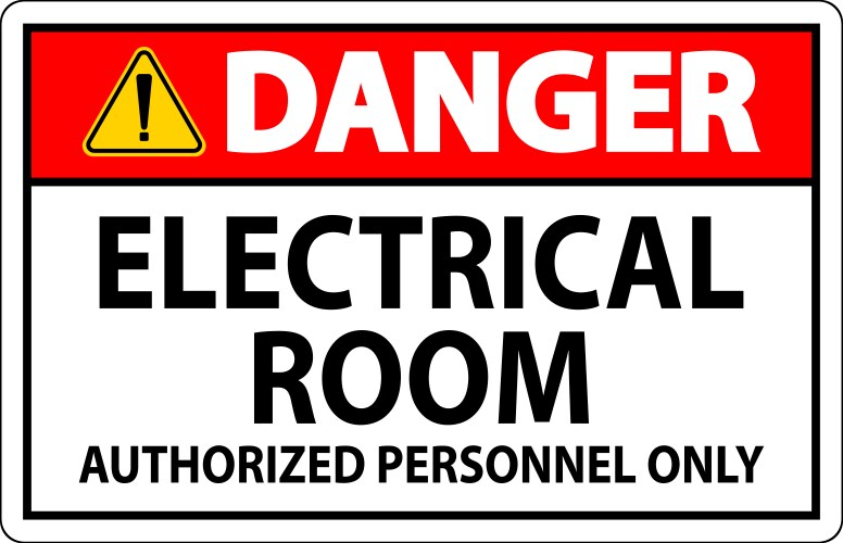 Danger sign electrical room - authorized Vector Image