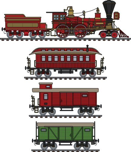 Vintage red steam train Royalty Free Vector Image