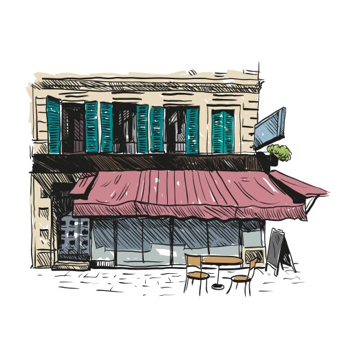 Outdoor cafe bakery sketch Royalty Free Vector Image