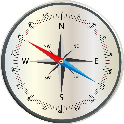 Compass white on black background Royalty Free Vector Image