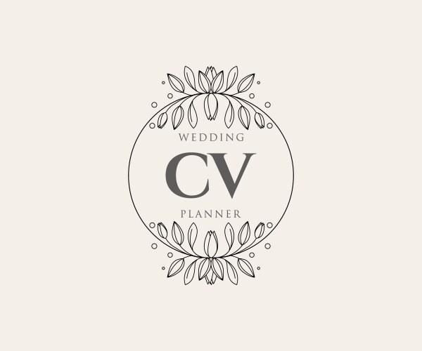 Cv initials letter wedding monogram logos Vector Image