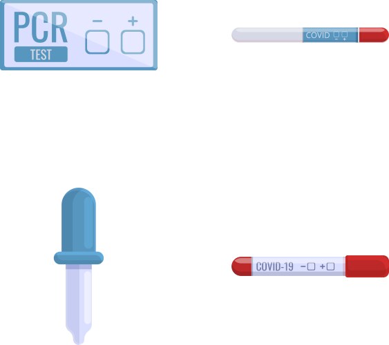 Pcr test icons set cartoon equipment Royalty Free Vector