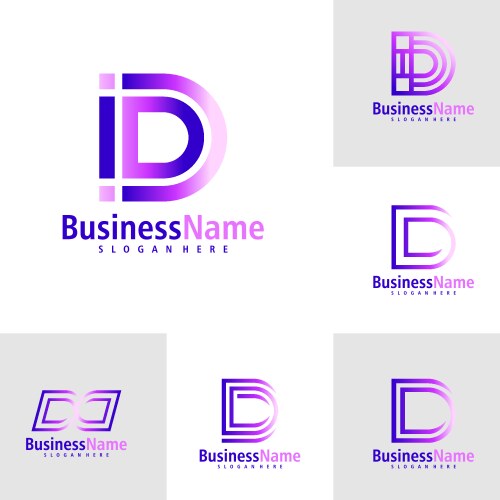 Set of letter d logo design creative initial Vector Image