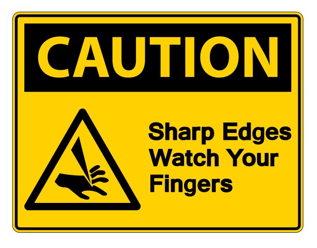 Sharp edges watch your fingers symbol sign Vector Image