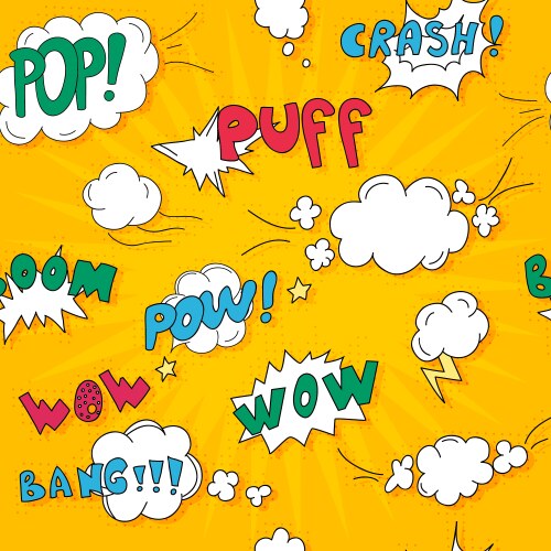 Comic book words pop art background seamless Vector Image