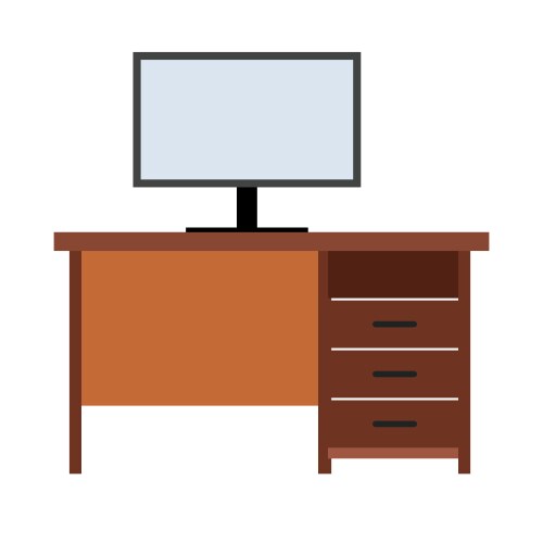 Computer desk icon cartoon style Royalty Free Vector Image