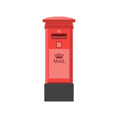 Red metal post box isolated on white background Vector Image