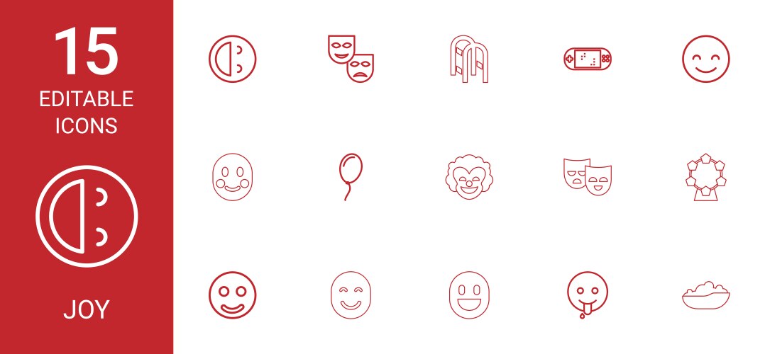 15 joy icons Royalty Free Vector Image - VectorStock