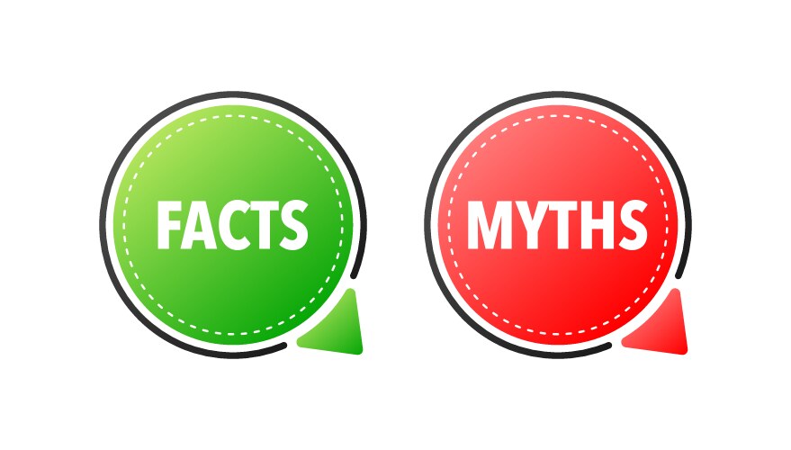 Facts vs myths fact-checking check mark fake Vector Image