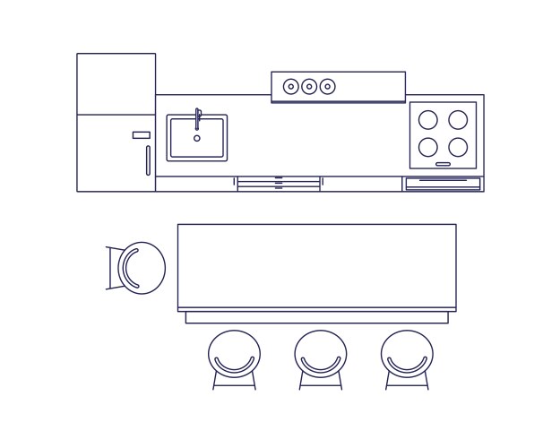 Dining Table Top View Plan Vector Images (over 340)