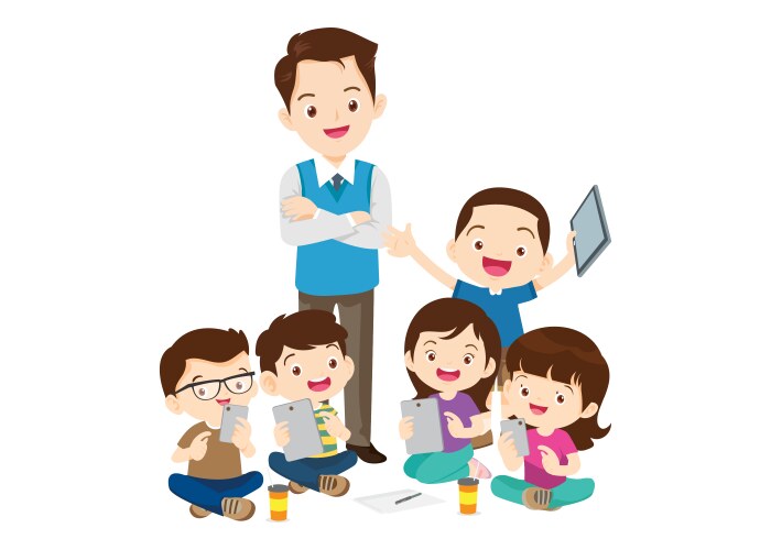 Kid characters learning to read Royalty Free Vector Image