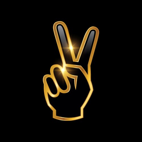 Golden pointing finger hand sign Royalty Free Vector Image