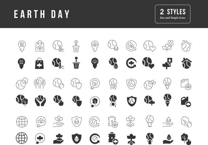 Simple icons earth day Royalty Free Vector Image