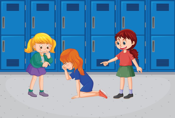 Bullying kids school scene Royalty Free Vector Image