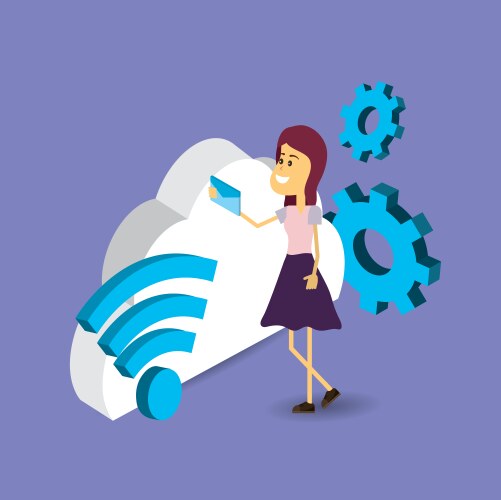 Computer network cartoon Royalty Free Vector Image