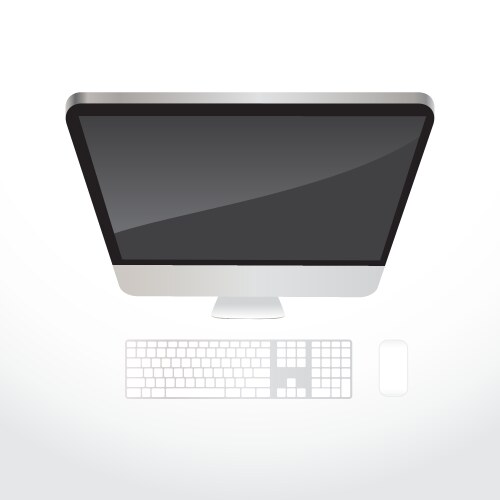 Personal computer monochrome icons in set Vector Image