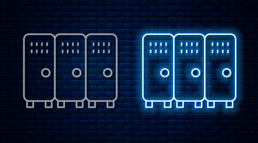 Glowing neon line locker or changing room Vector Image