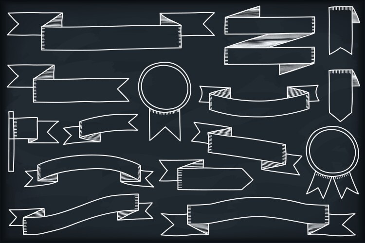 Vintage ribbons banners hand drawn collection Vector Image