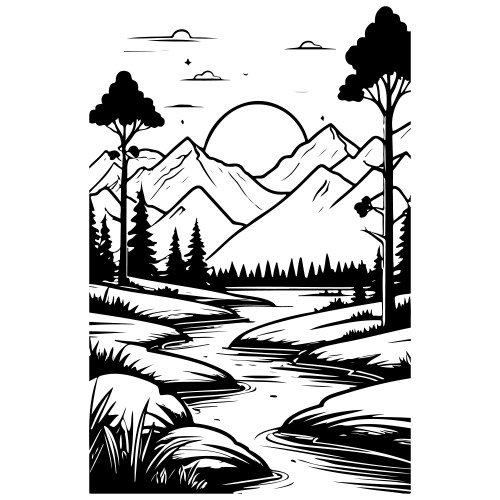 Landscape Line Drawing Vector Images (over 35,000)