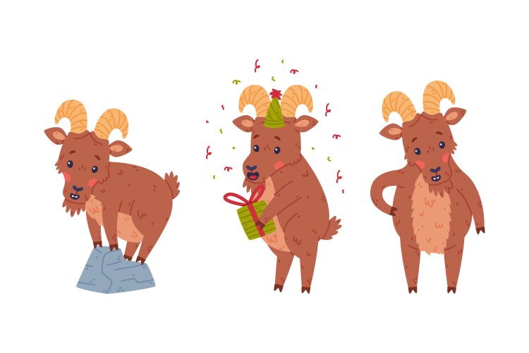 Urial character as wild mountain sheep with horns Vector Image