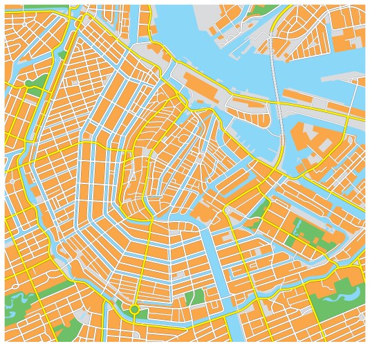 Cartoon city map with road car and house Vector Image