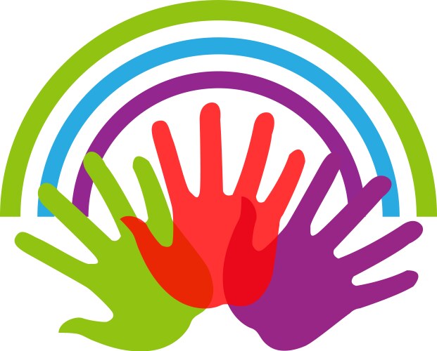 Creative group hands logo Royalty Free Vector Image