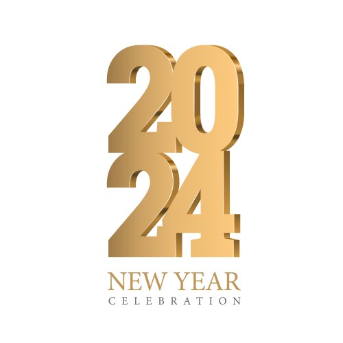 Gold text design 2024 golden 3d numbers Royalty Free Vector