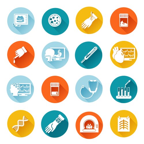 Flat icons set of medical tools and health care Vector Image