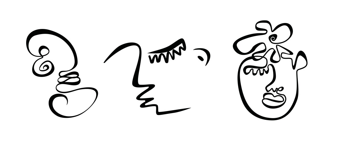 Abstract drawing profile face trendy portrait art Vector Image